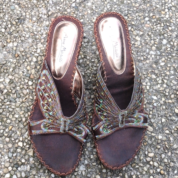 Anne Michelle | Shoes | Anne Michelle Beaded Butterfly Heeled Sandal ...